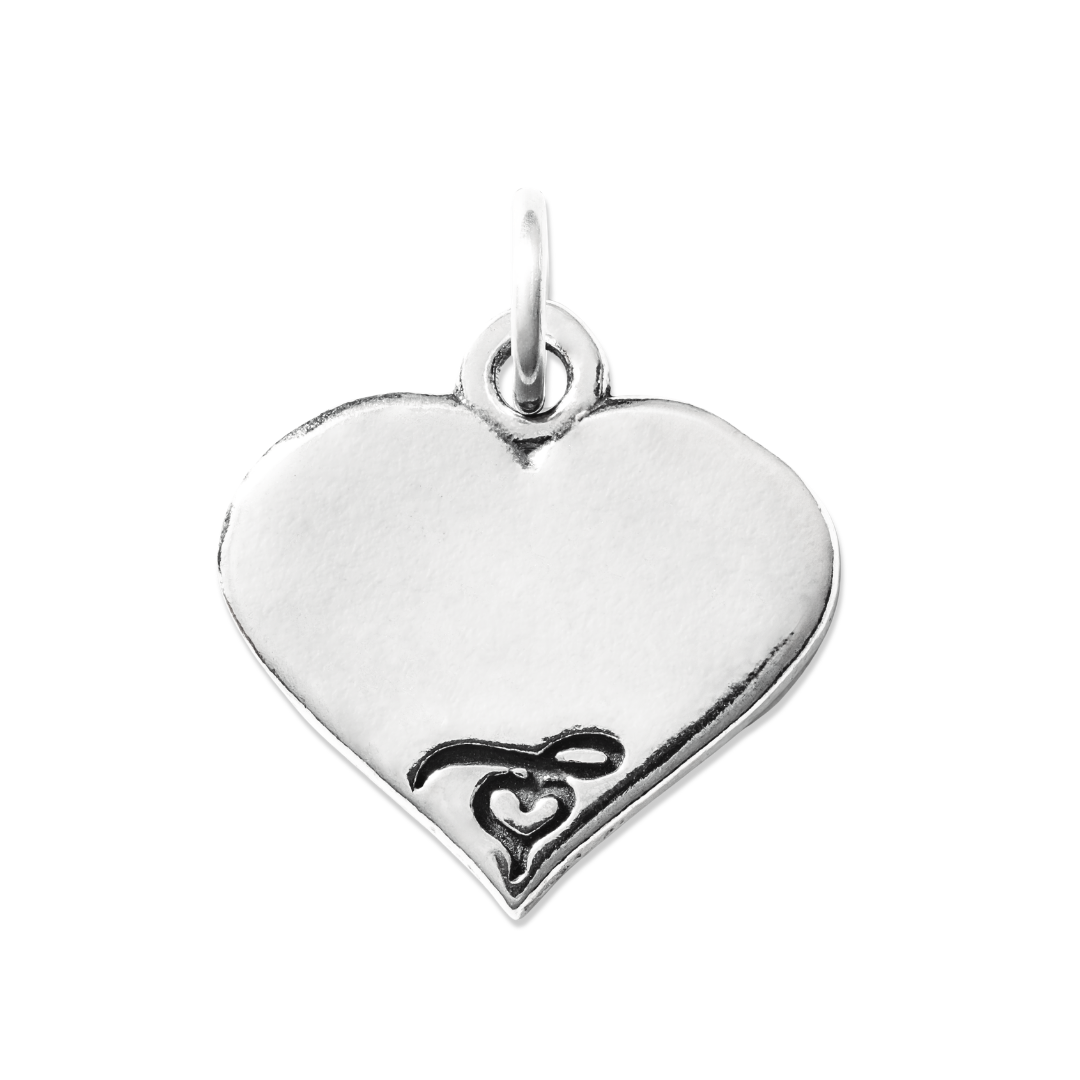 Engraved Heart Charm – Sterling Silver | Charm Factory